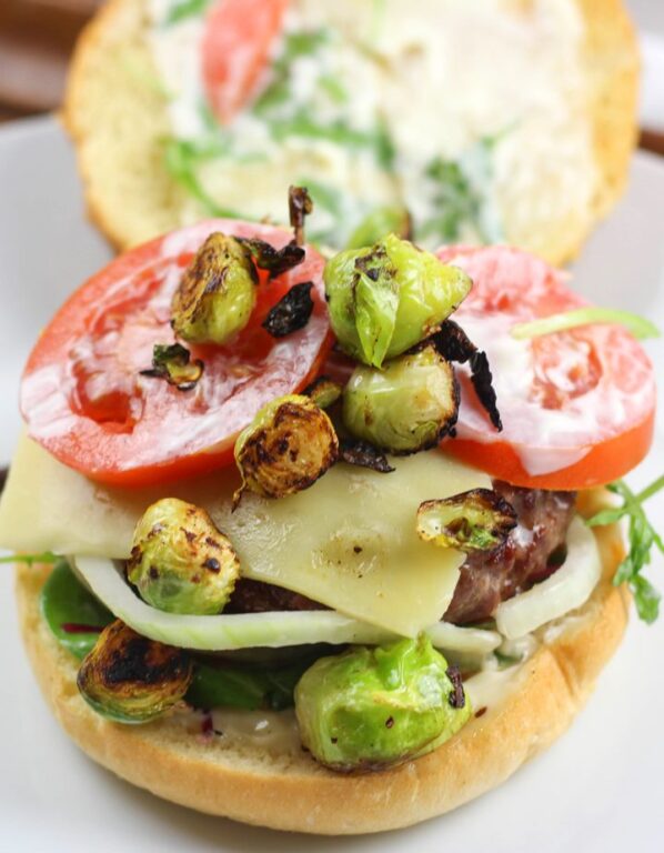 Homemade Hamburger with Brussels Sprouts Surprise