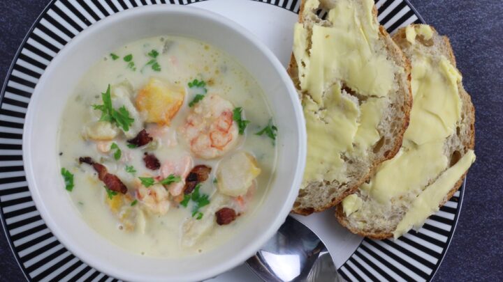 Irish Seafood Chowder - a traditional creamy Irish seafood soup with bits!