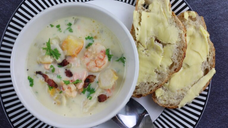 Irish Seafood Chowder - a traditional creamy Irish seafood soup with bits!