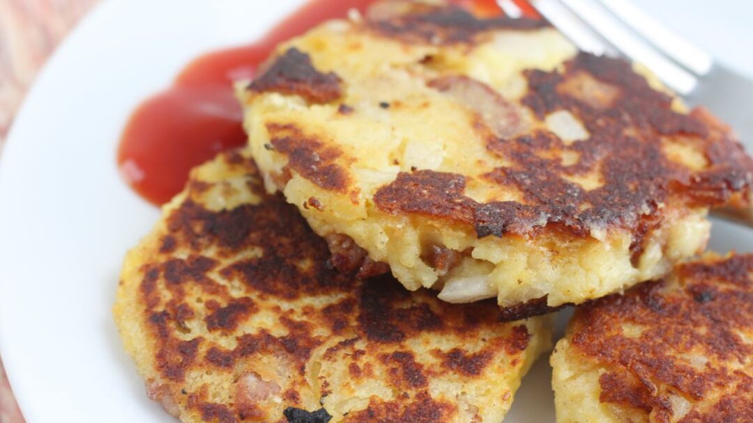 Potato Patties - fried cheese and onion flavored potato cakes!
