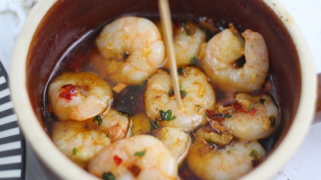 Spanish Prawns in Garlic - a delicious spicy tapas dish